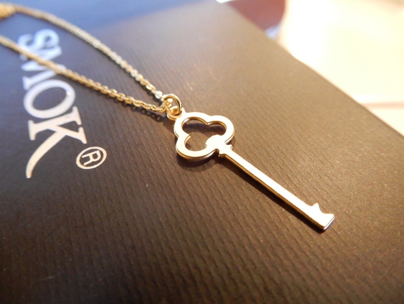 Delicate Gold Plated 18'' Key Pendant Chain Necklace - Etsy