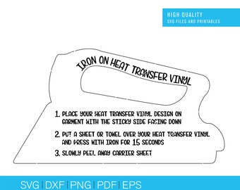 Iron-on Instructions Svg Iron-on Heat Transfer Vinyl Svg - Etsy