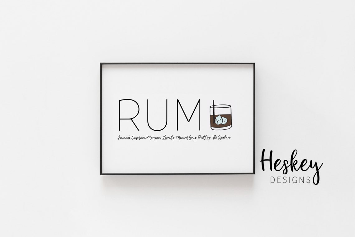 Rum gift Rum print Rum poster Rum quotes alcohol print | Etsy