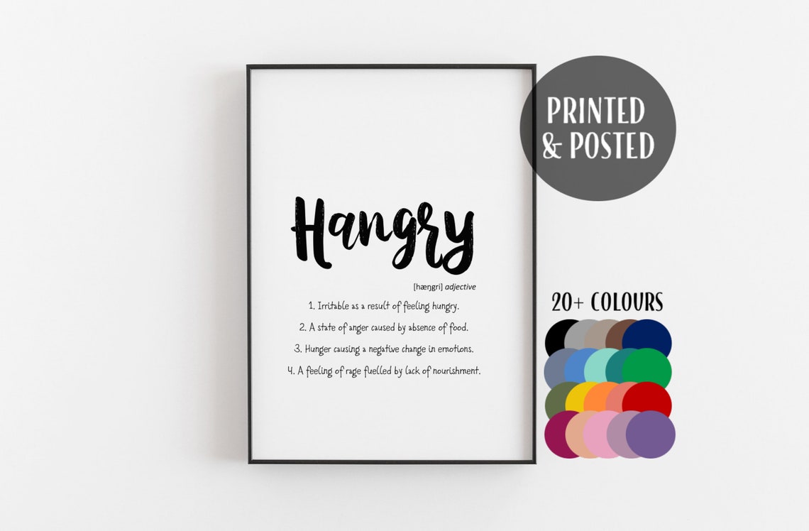 Hangry Print Hangry Definition Hangry Sign Hangry Wall Art - Etsy UK