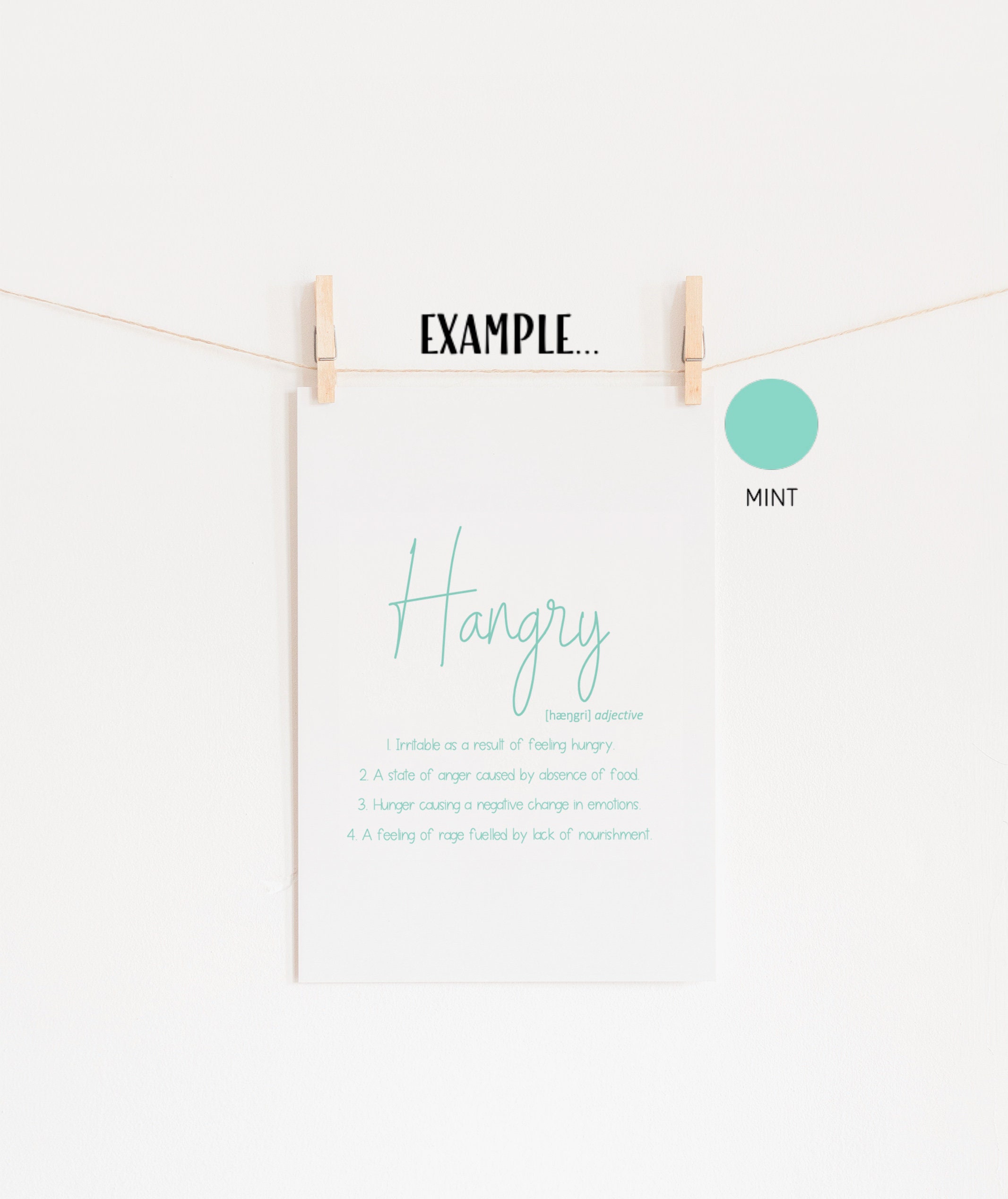 Hangry print hangry definition hangry sign hangry wall art | Etsy