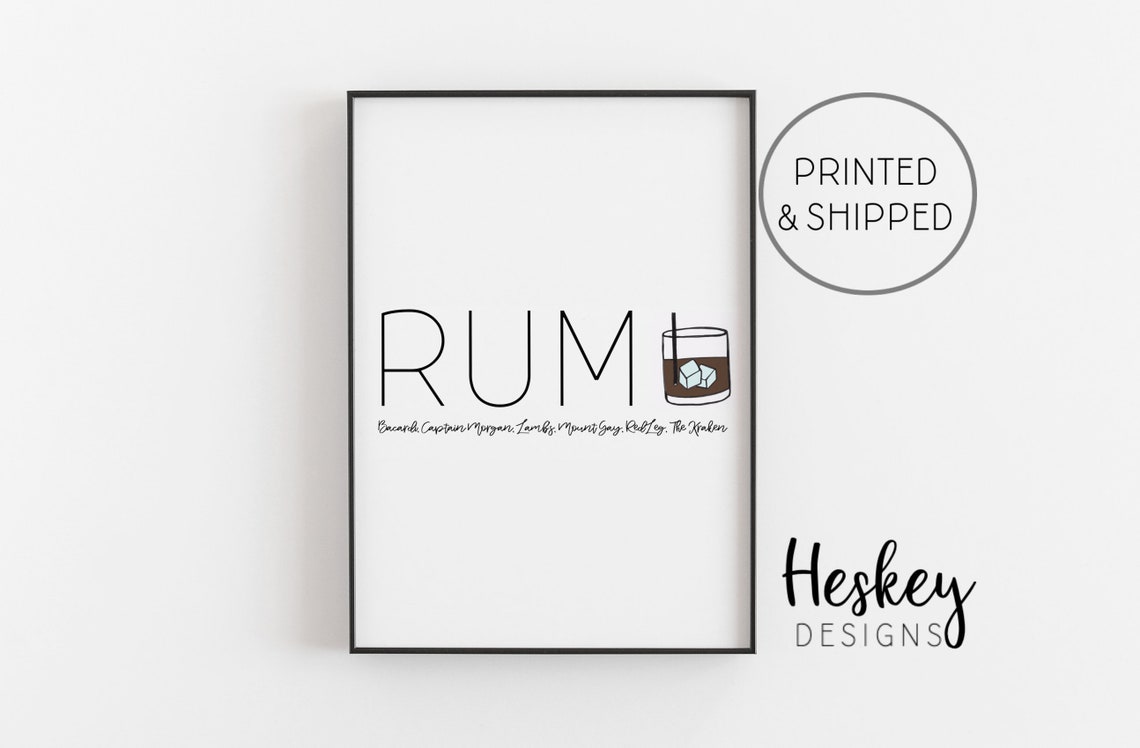 Rum gift Rum print Rum poster Rum quotes alcohol print | Etsy
