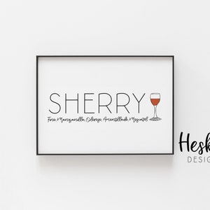 Sherry Glass, Sherry Gifts, Sherry Print, Alcohol Print, Bar Print ...