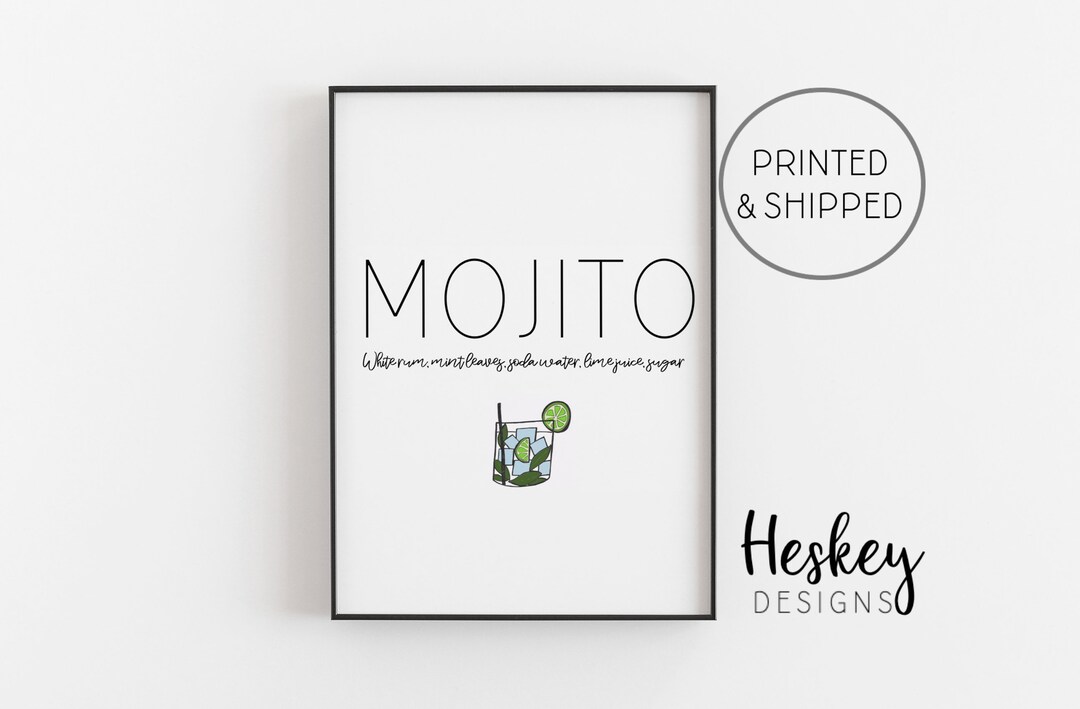 Mojito Print, Mojito Recipe, Mojito Bar Sign, Mojito Gift, Cocktail ...