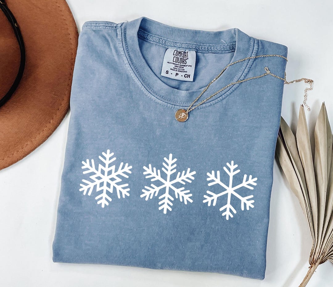 Comfort Colors® Winter Snowflake Shirt, Minimalist Christmas Snow ...
