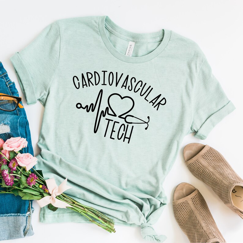 Cardiovascular Tech Shirt Heartbeat Stethoscope CV Cardiac | Etsy
