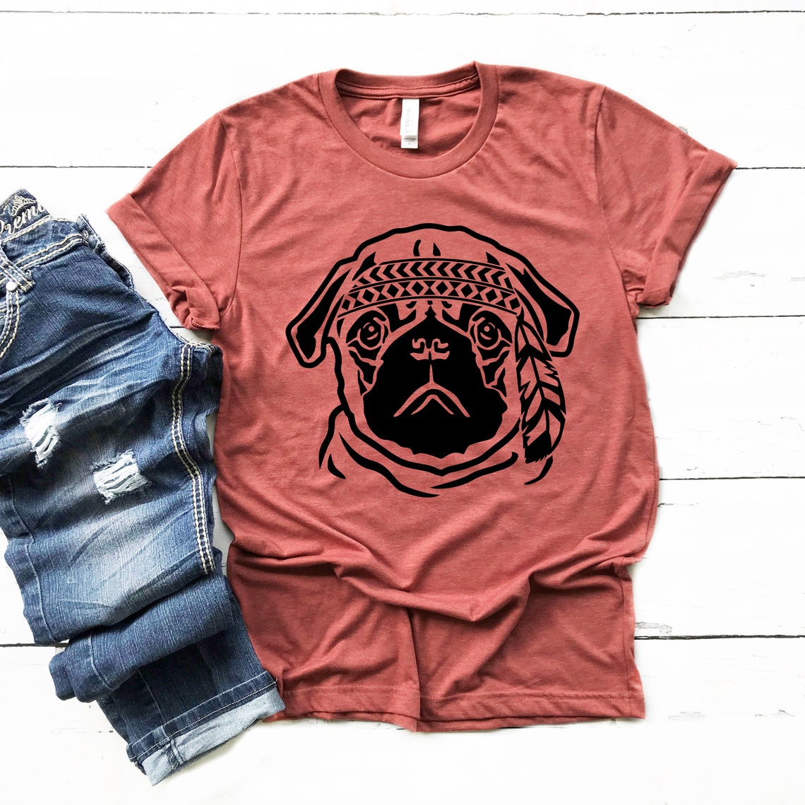 Hippie Shirt Hippy Pug Feather Shirts Tie Dye Festival | Etsy