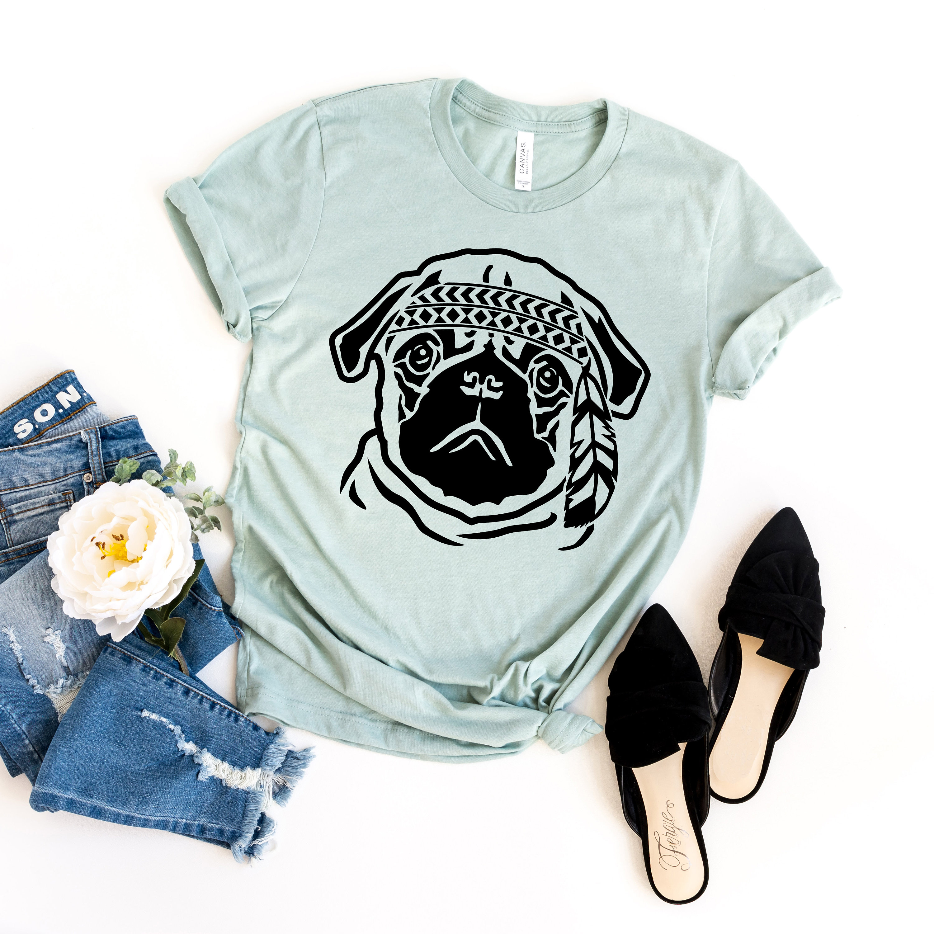 Hippie Shirt Hippy Pug Feather Shirts Tie Dye Festival | Etsy