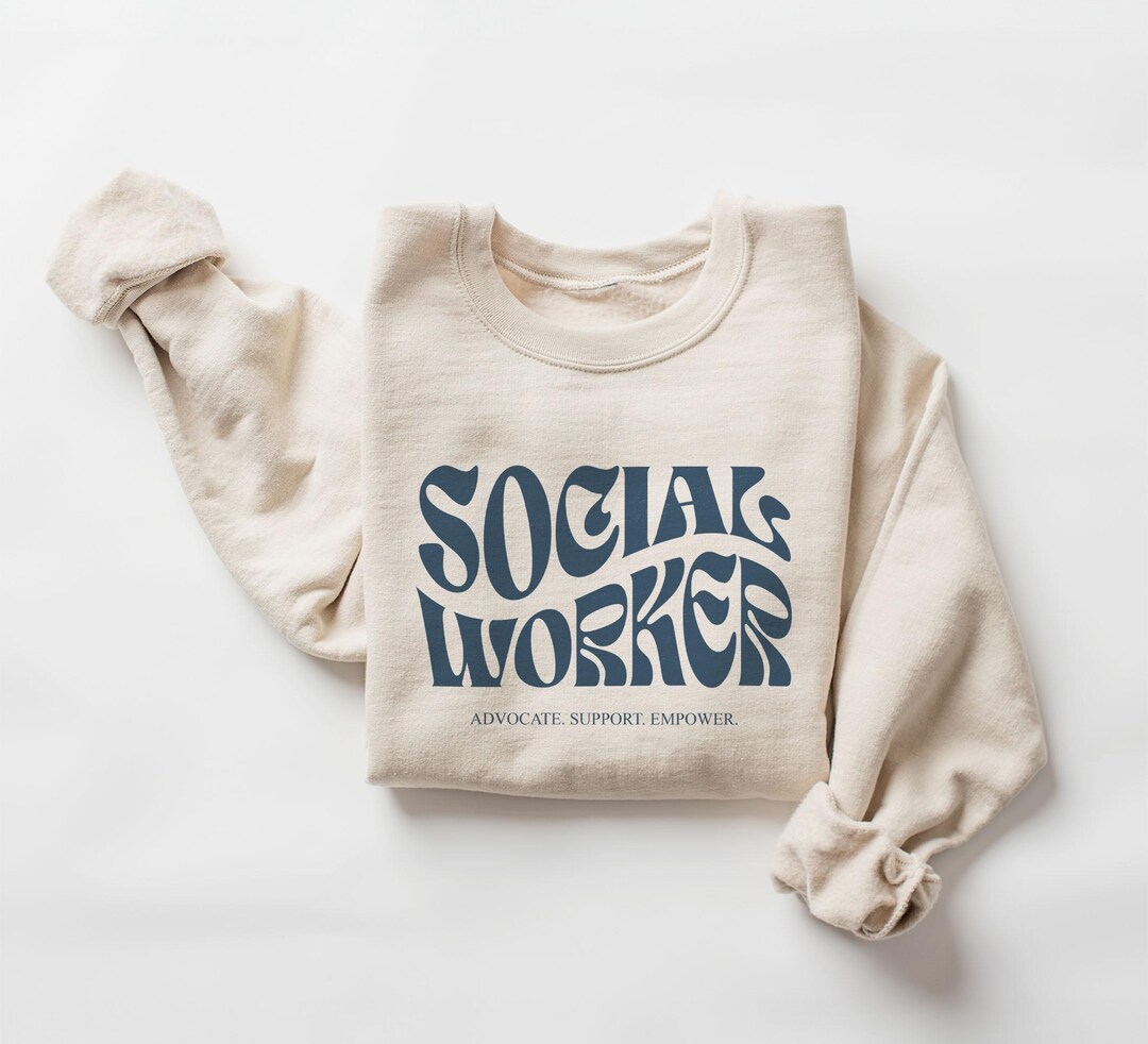 Retro Social Worker Sweatshirt, Wavy Trendy Social Work Student ...