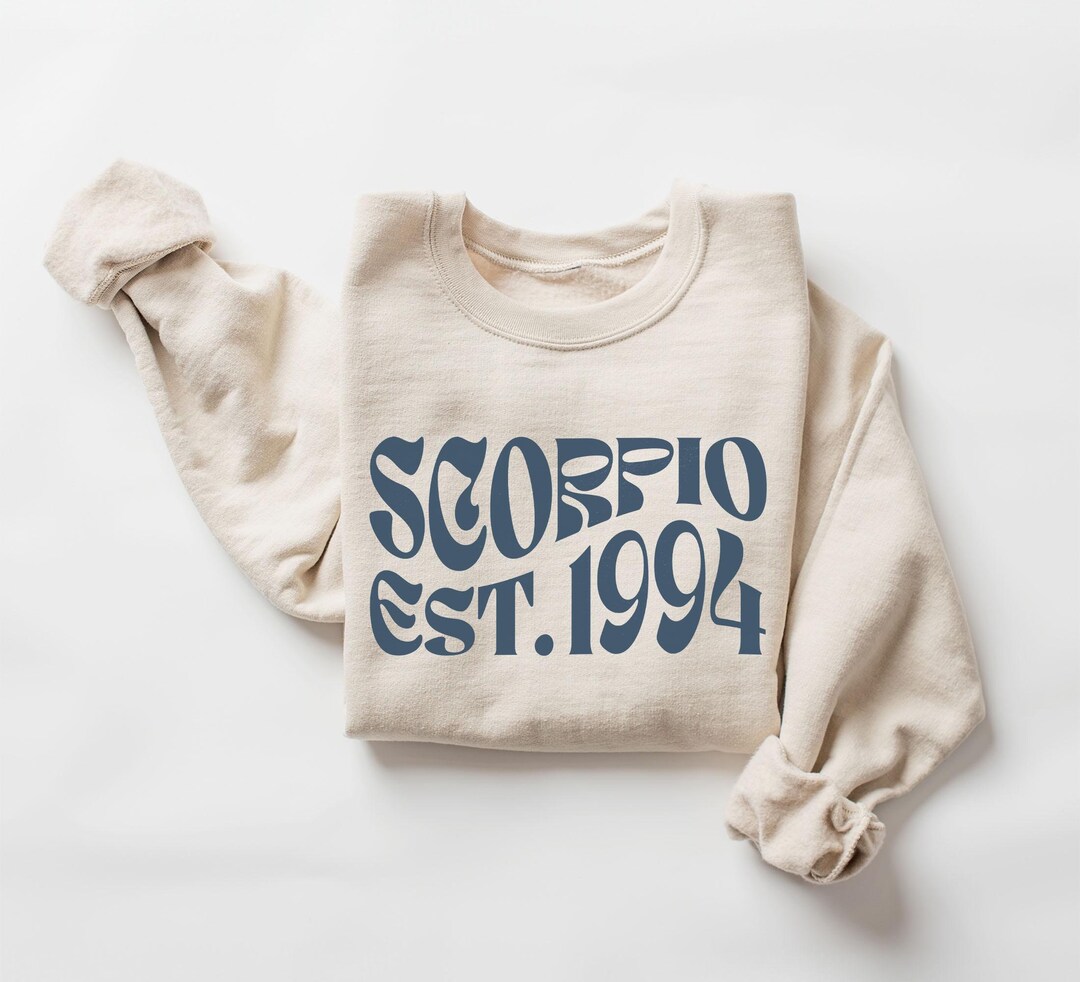 Retro Scorpio Sweatshirt, Custom Birth Year, Scorpio Est 1994 Sweater ...