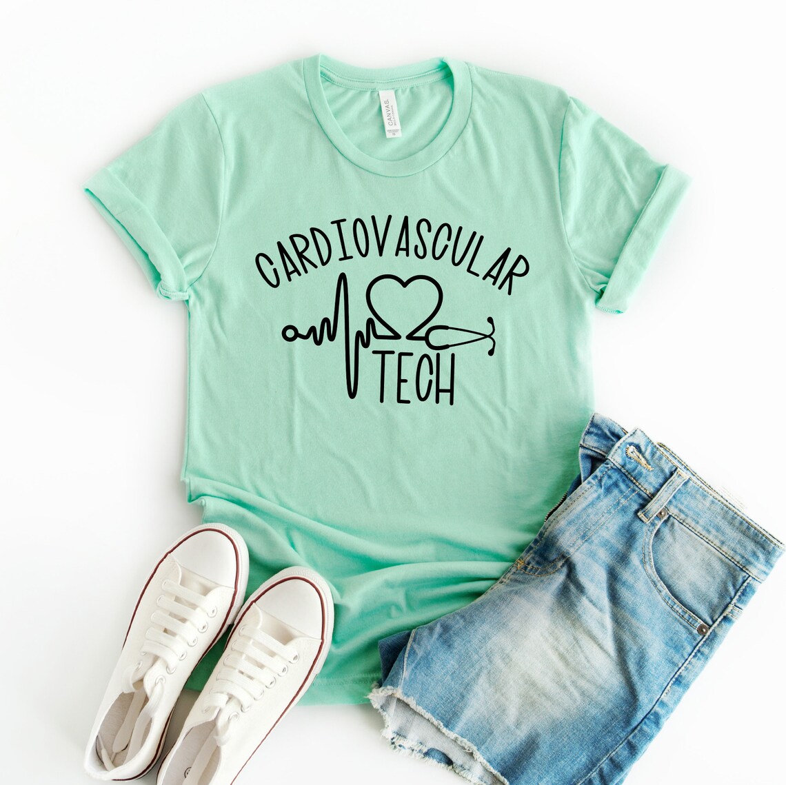 Cardiovascular Tech Shirt Heartbeat Stethoscope CV Cardiac | Etsy