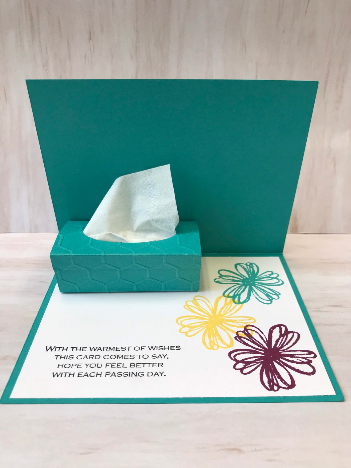 Handmade Get Well Card: Honeycomb Tissue Box Design - Etsy