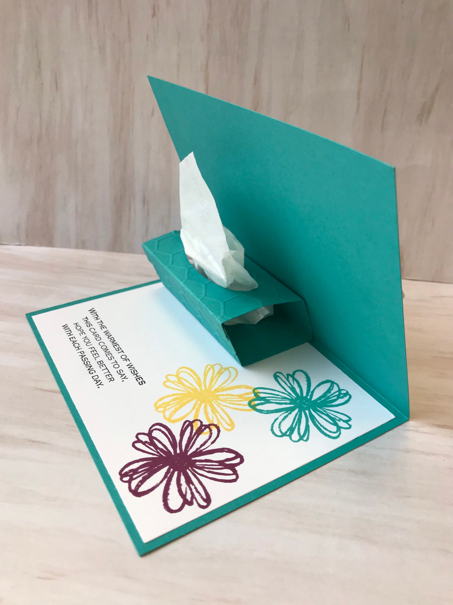 Handmade Get Well Card: Honeycomb Tissue Box Design - Etsy