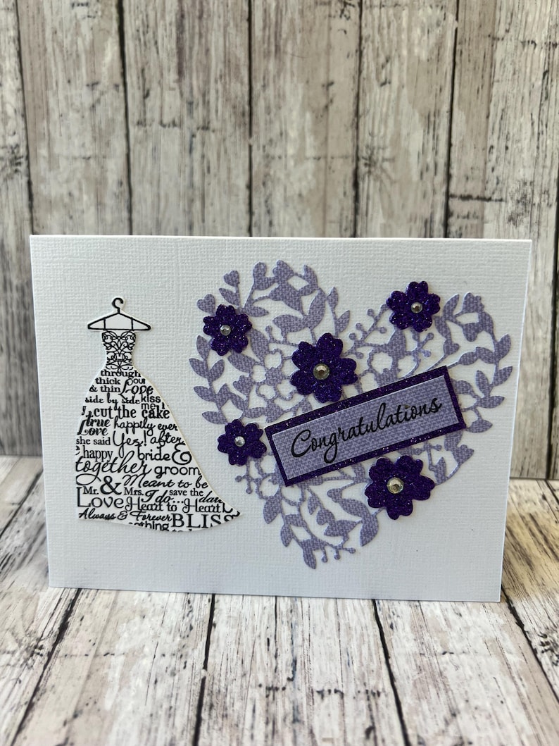 Handmade Wedding Congratulations Card: Gold Heart & Flowers - Etsy