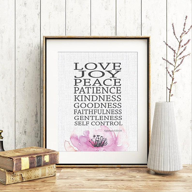 Printable Wall Art Fruits of the Spirit Gift Scripture Bible Verse love ...