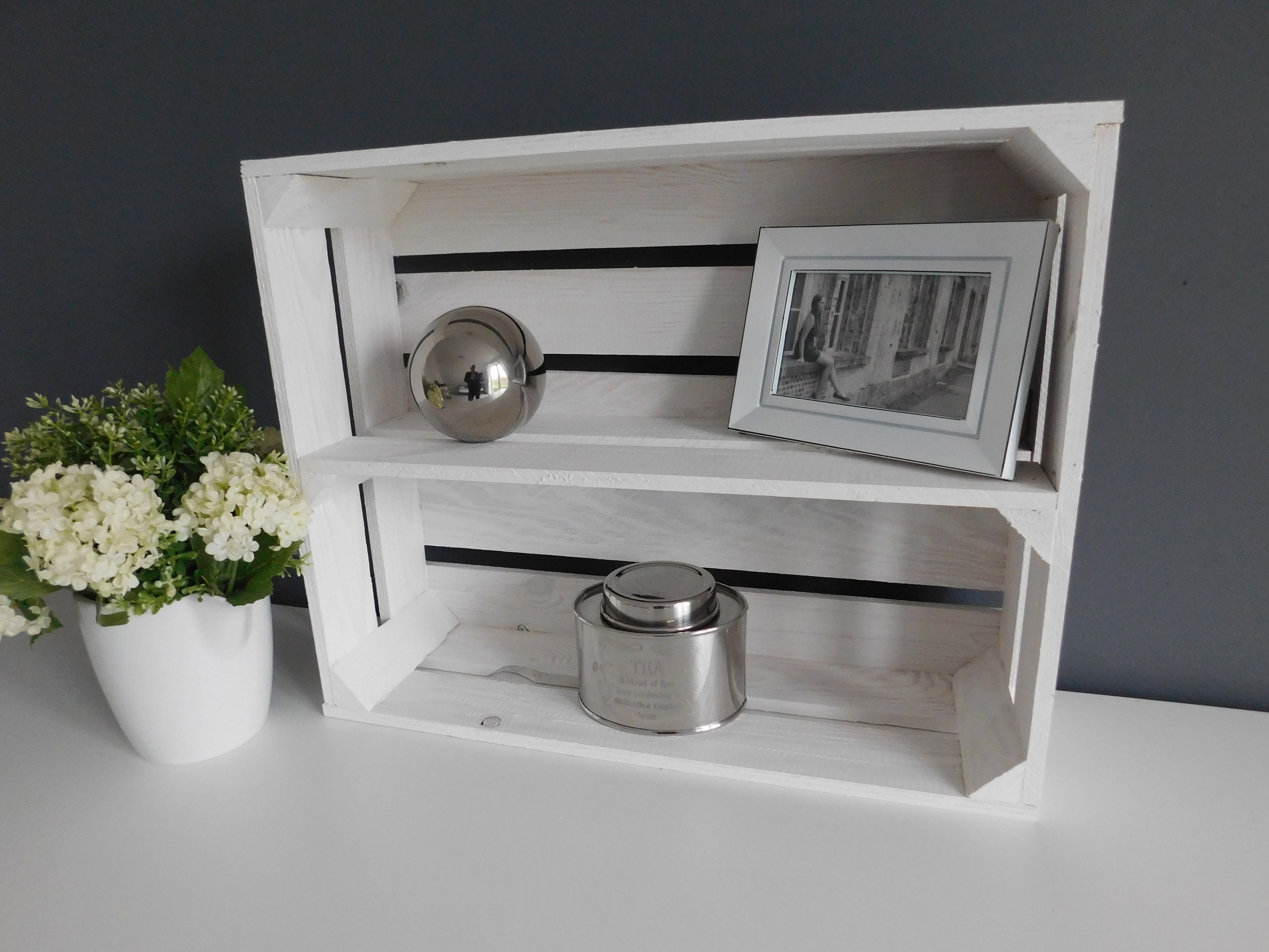 Decorative Narrow White Wooden Boxes With Intermediate Floor - Etsy