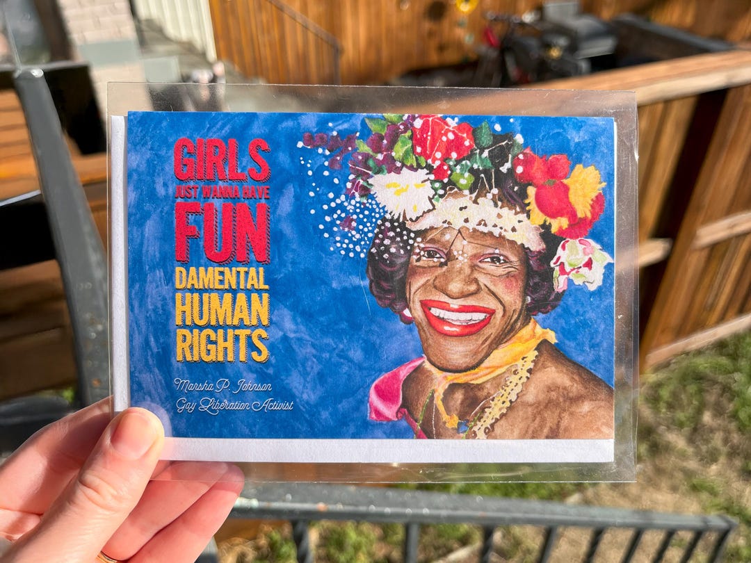 Marsha P Johnson Art Card: LGBTQ Rights, Transgender Pride - Etsy