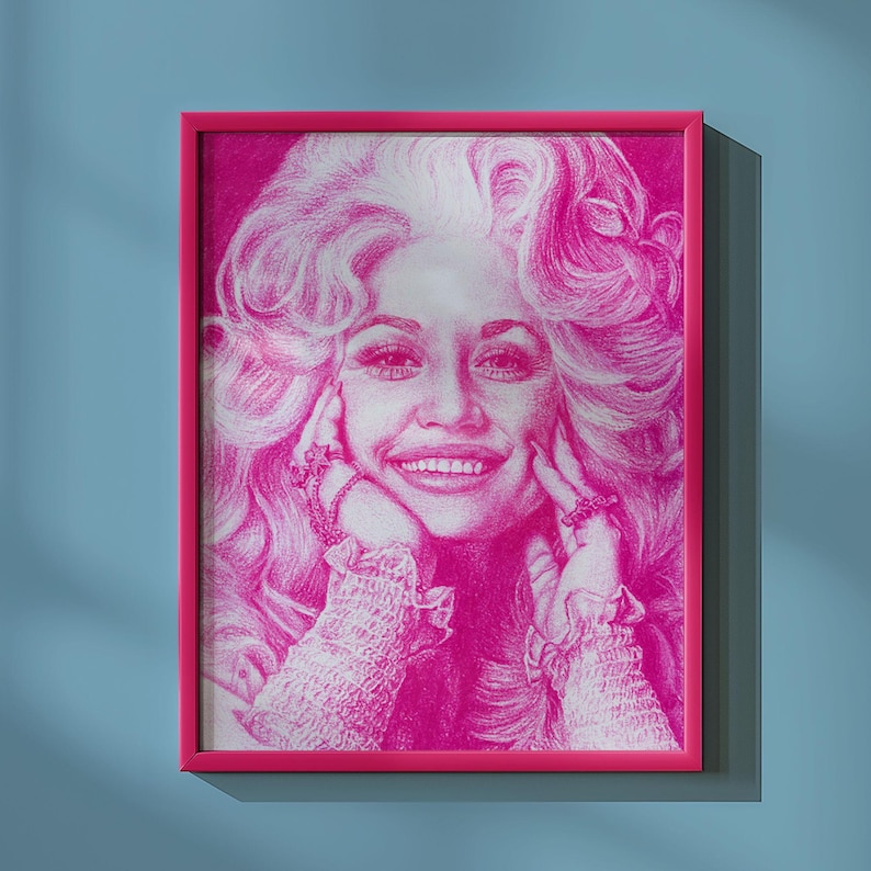 Dolly Parton Rhinestone Art Print, Pink Western Glam Decor - Etsy