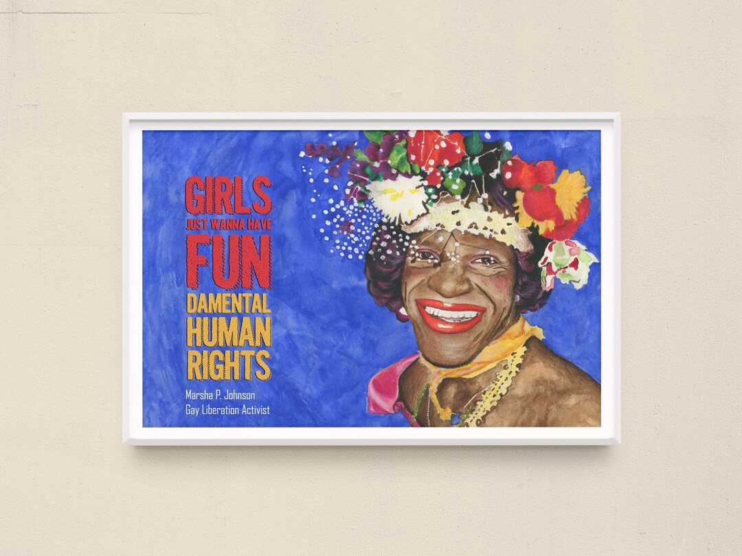 Marsha P Johnson Wall Art Print Feat. Women's March Protest Sign, LGBTQ ...