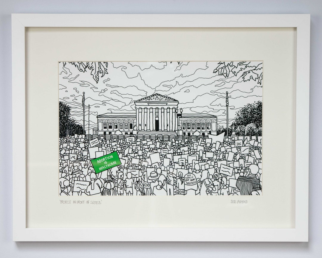 Feminist Protest in Front of SCOTUS Framed Giclée Art Print, Abortion ...
