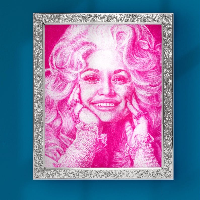 Dolly Parton Rhinestone Art Print, Pink Western Glam Decor - Etsy
