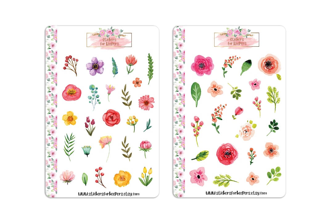 Floral Stickers, Bullet Journal Stickers, Flower Stickers, Decorative ...