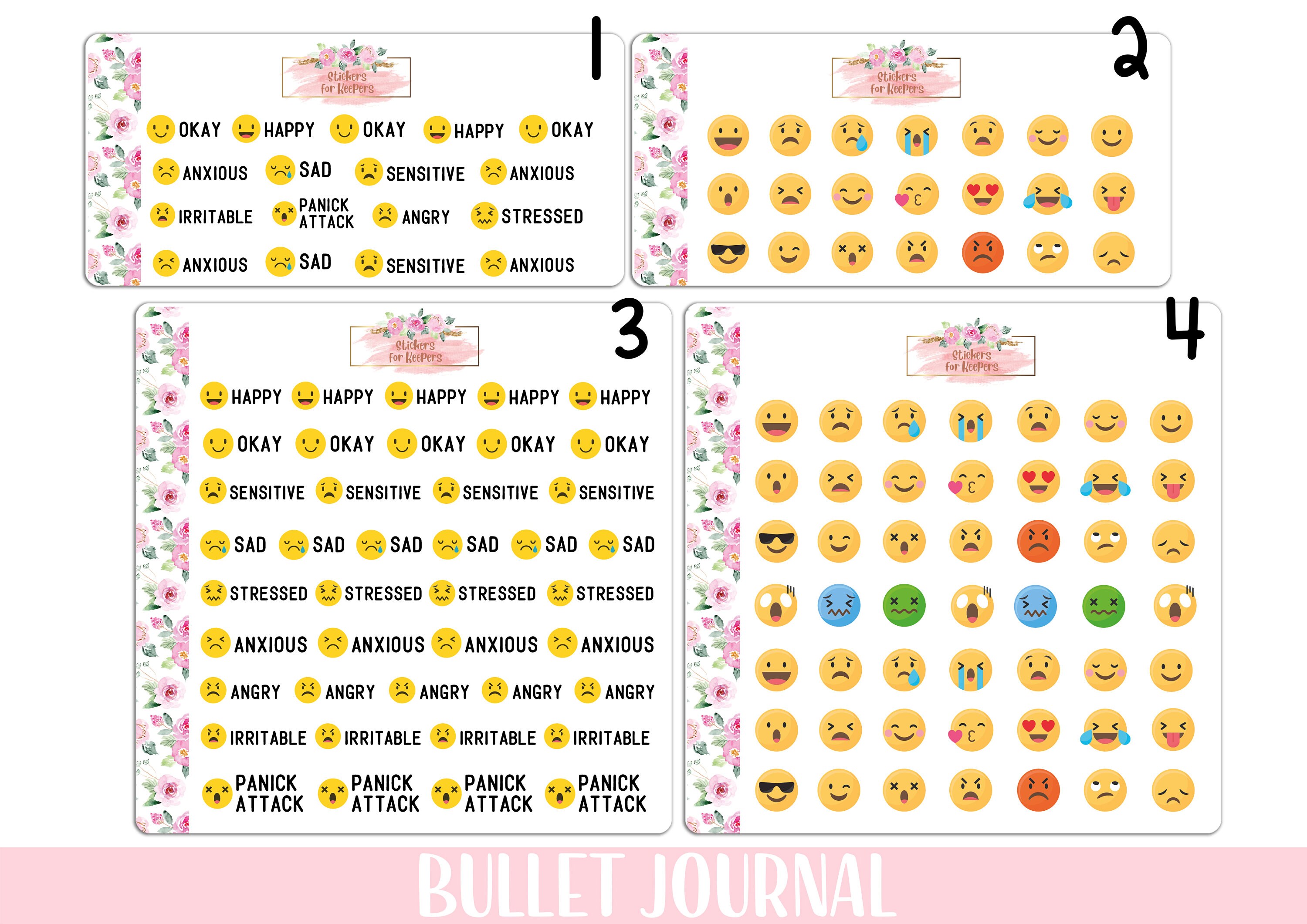 Emotions Bullet Journal Stickers Planner Stickers Bujo | Etsy