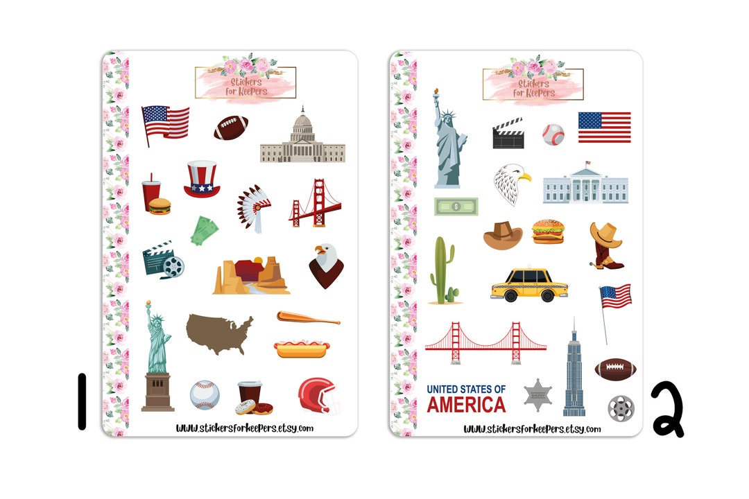 United States Stickers US Stickers Travel Stickers Holidays - Etsy
