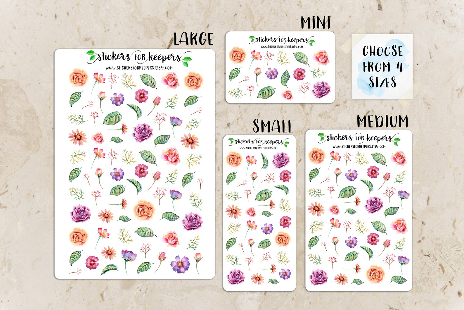 Floral Stickers Bullet Journal Stickers Flower Stickers | Etsy