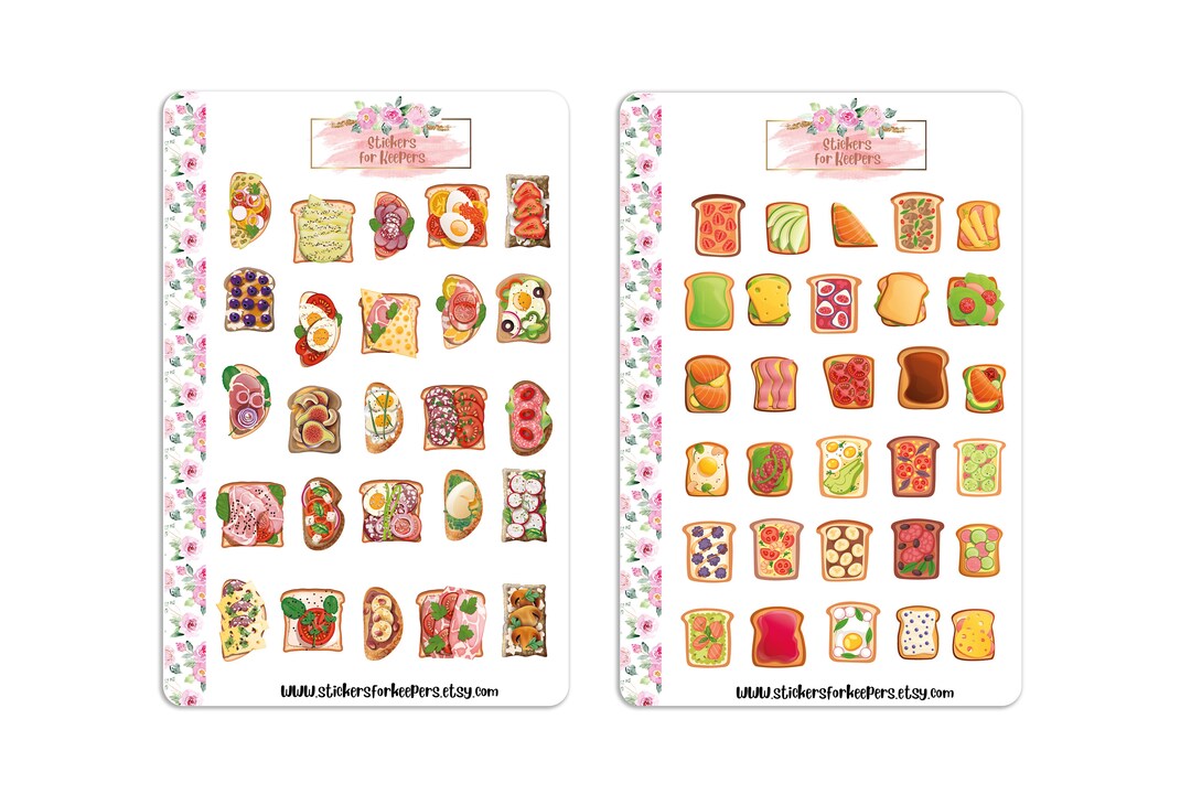 Toast Stickers Bread Stickers Food Stickers Breakfast - Etsy