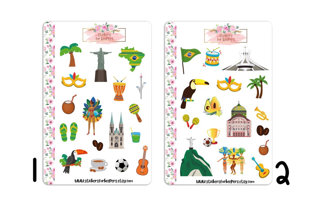 Brazil Stickers Brasil Stickers Travel Stickers Holidays - Etsy