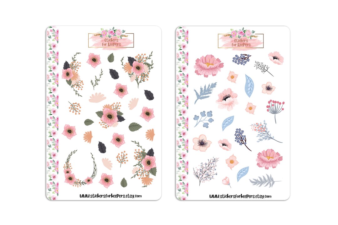 Floral Stickers, Bullet Journal Stickers, Flower Stickers, Decorative ...