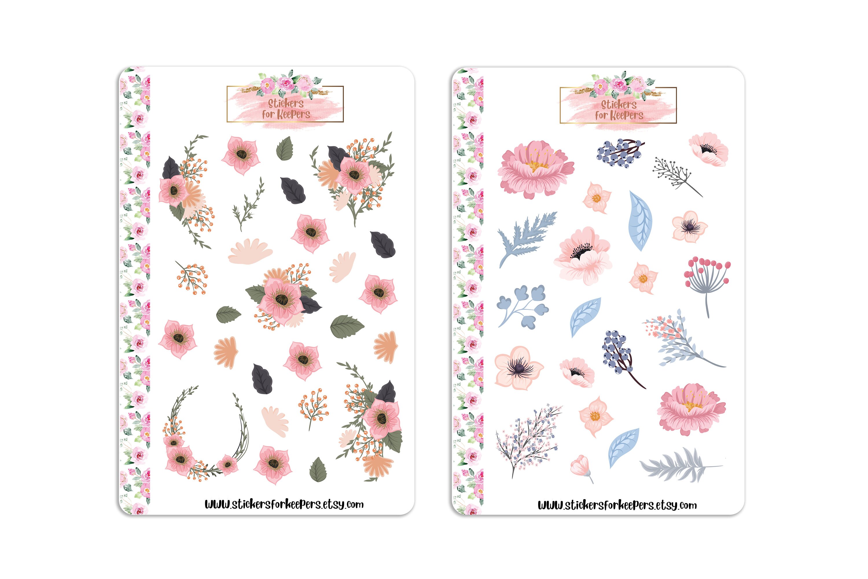 Floral Stickers Bullet Journal Stickers Flower Stickers - Etsy