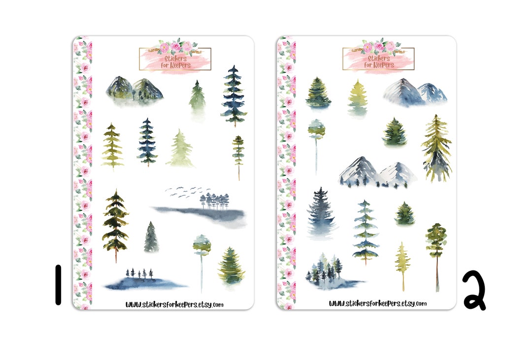 Tree Stickers Mountain Stickers Trees Stickers Nature - Etsy