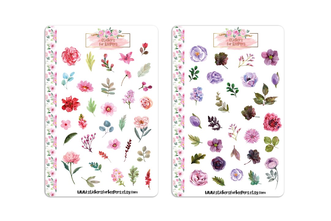 Floral Stickers, Bullet Journal Stickers, Flower Stickers, Decorative ...