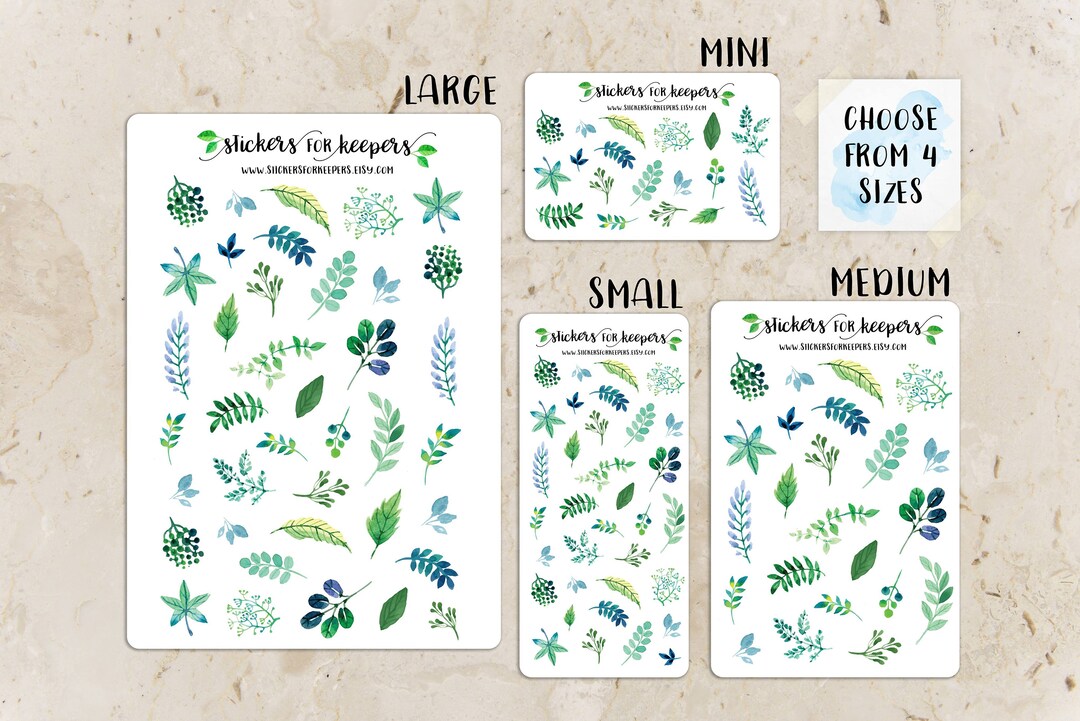 Watercolour Leaf Stickers, Leaves Stickers, Bullet Journal Stickers ...