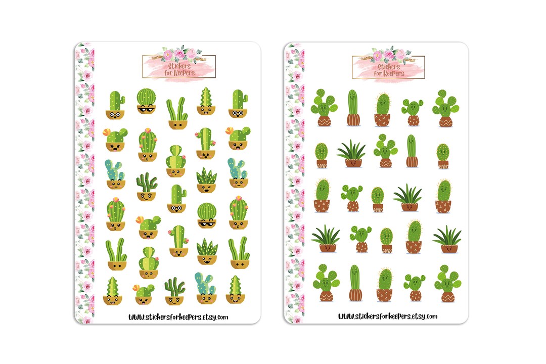 Kawaii Cactus Stickers Succulent Stickers Cactus Stickers - Etsy