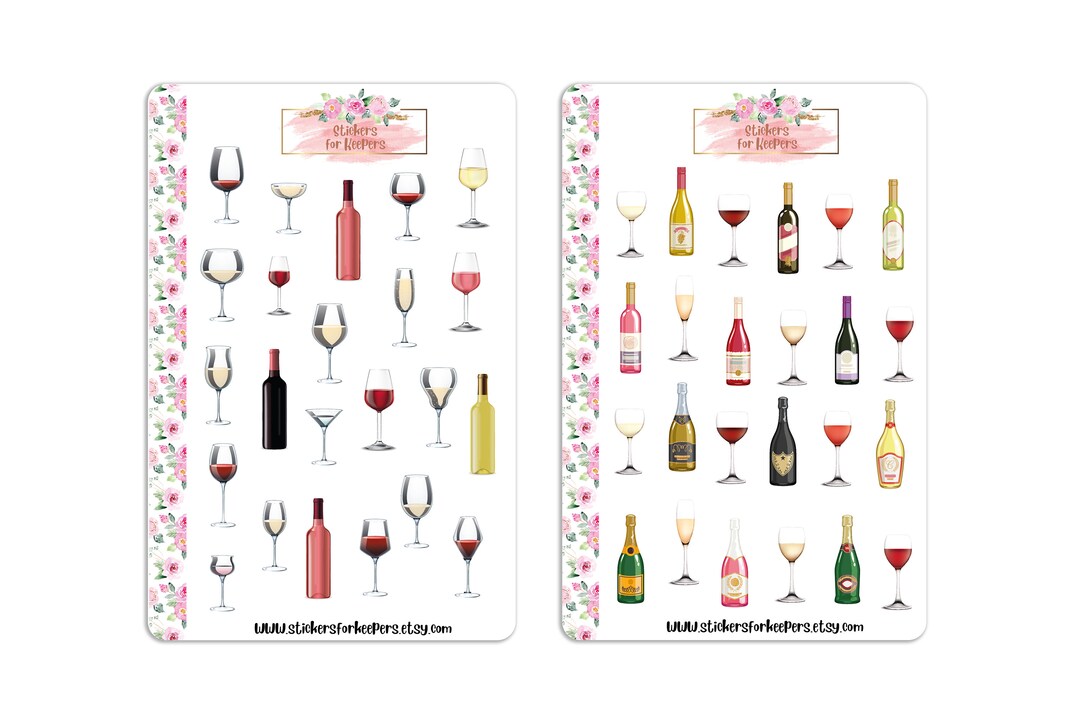 Wine Stickers Drinks Stickers Decorative Stickers Planner - Etsy