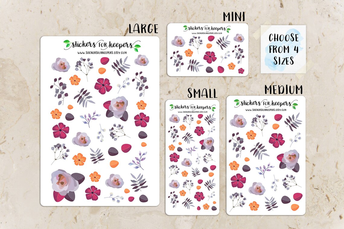 Floral Stickers Bullet Journal Stickers Flower Stickers | Etsy