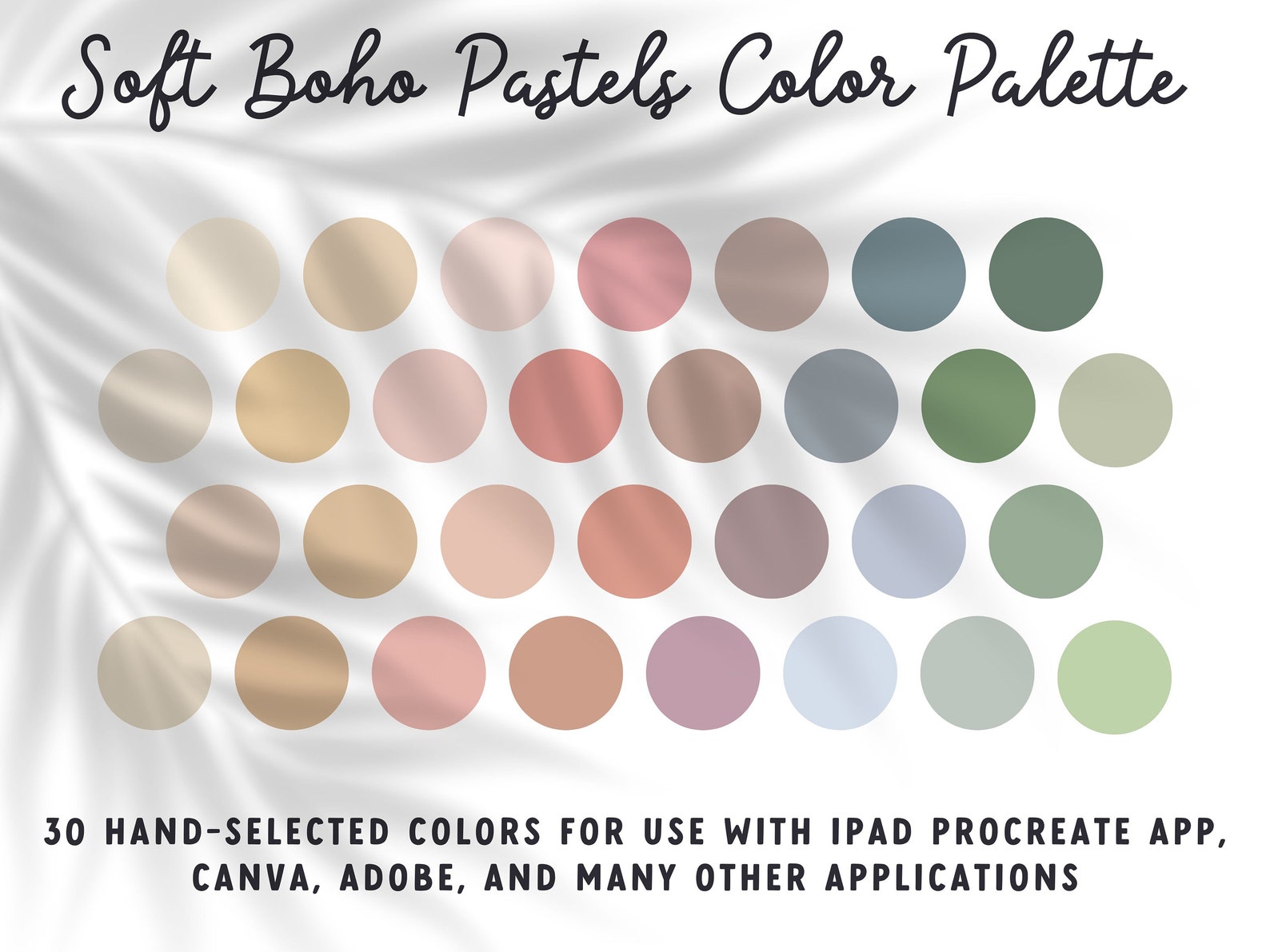Soft Boho Pastels Procreate Color Palette, iPad Procreate Tools ...
