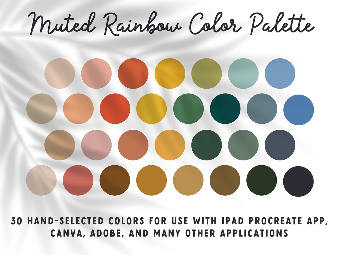 Muted Rainbow Procreate Color Palette, iPad Procreate Tools, Digital ...