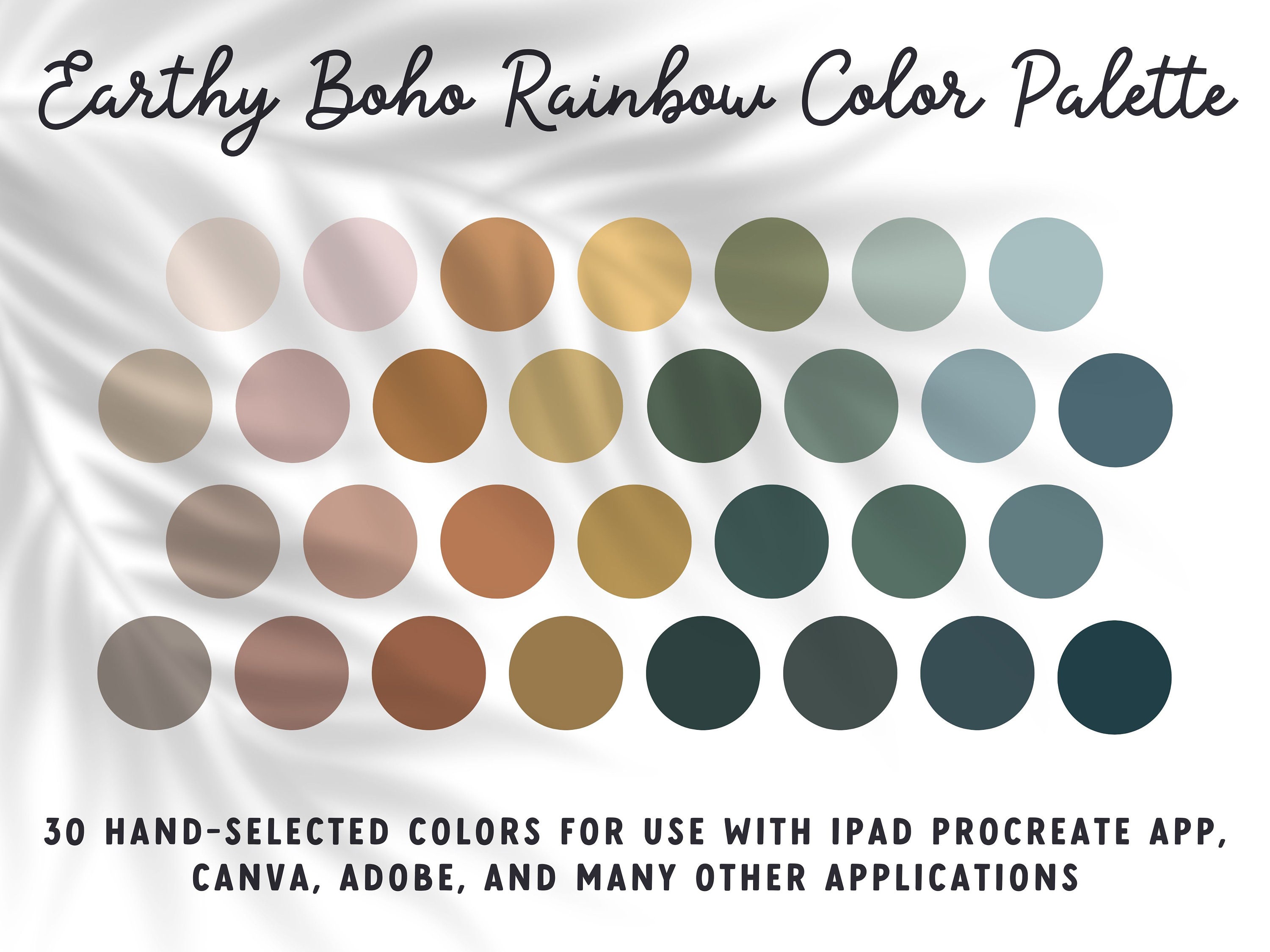Earthy Boho Rainbow Procreate Color Palette, iPad Procreate Tools ...