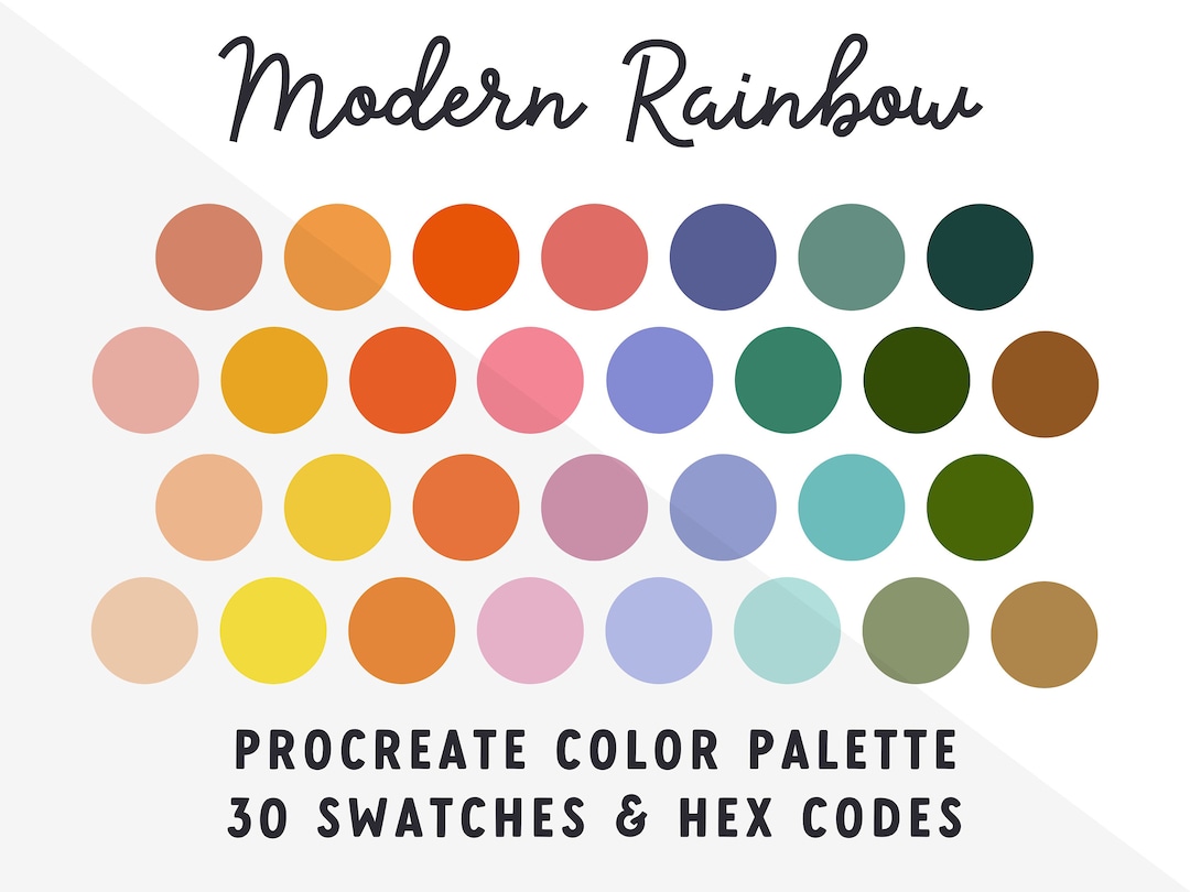 Modern Rainbow Procreate Color Palette, iPad Procreate Tools, Digital ...