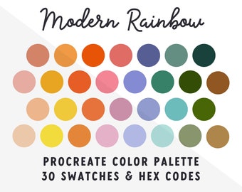 Muted Rainbow Procreate Color Palette, iPad Procreate Tools, Digital ...