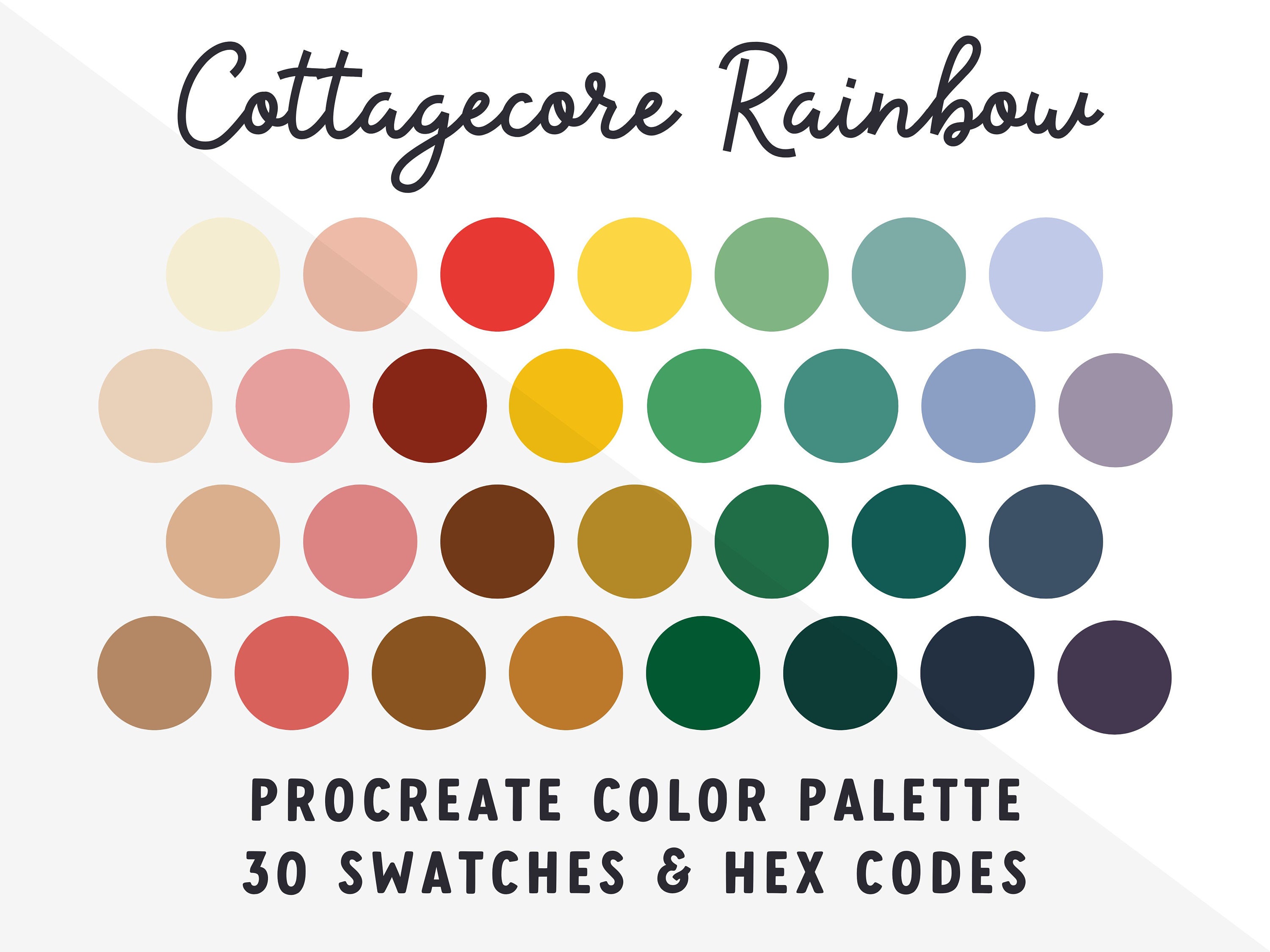 Cottagecore Rainbow Procreate Color Palette, iPad Procreate Tools ...
