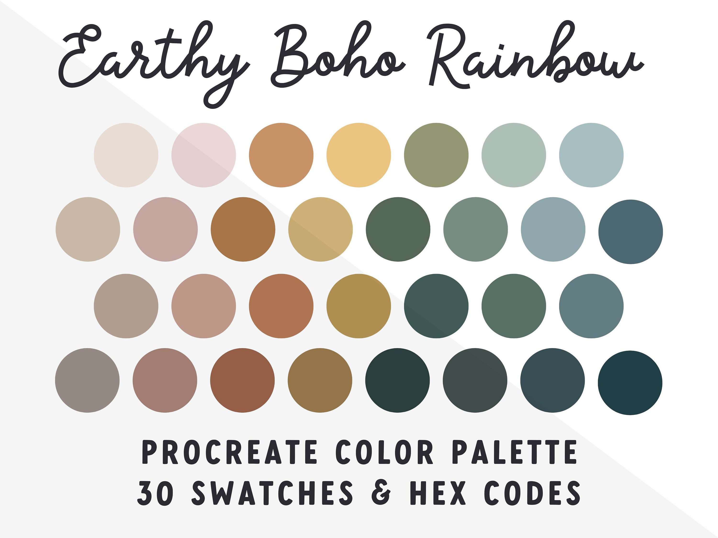Earthy Boho Rainbow Procreate Color Palette, iPad Procreate Tools ...