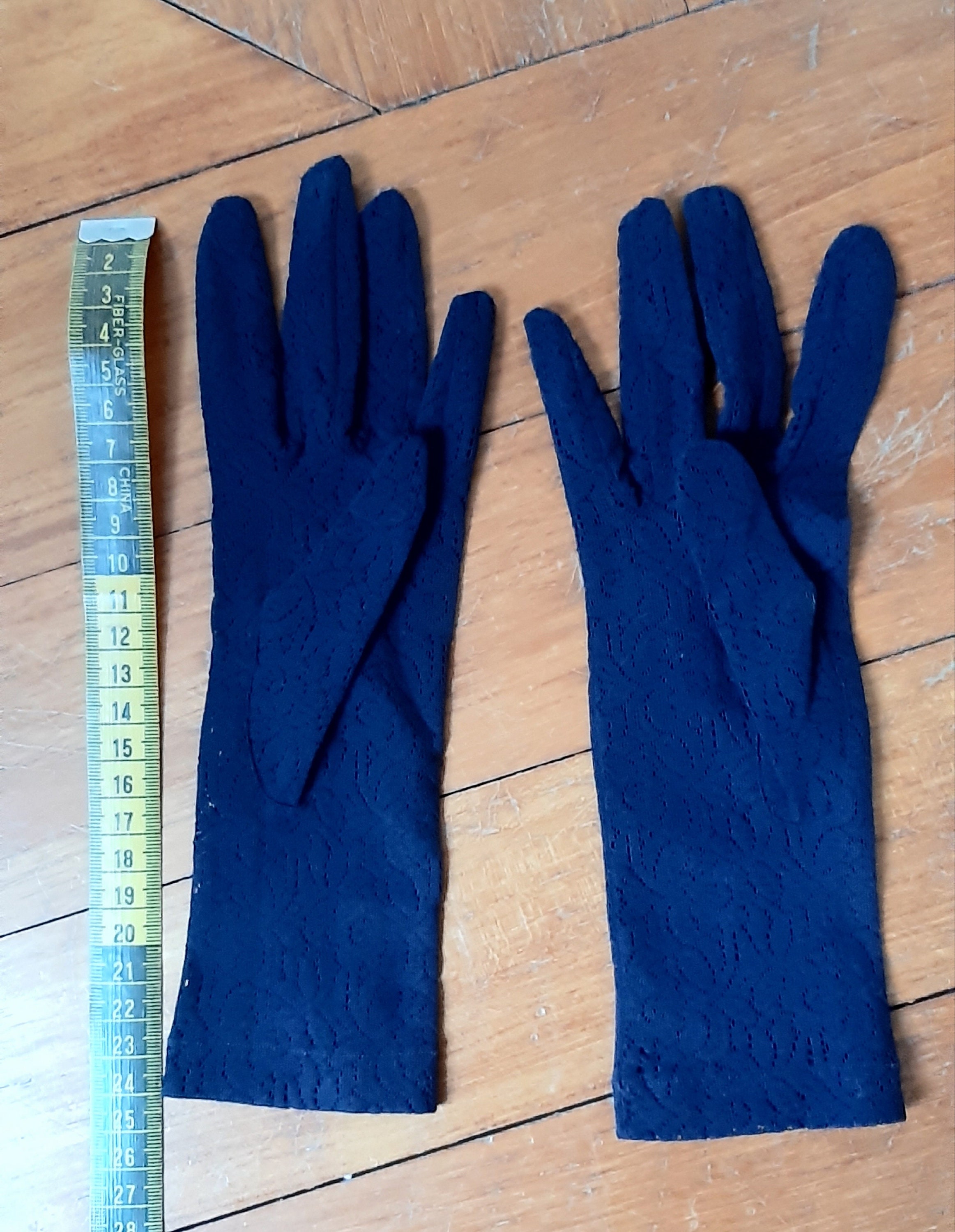 Lace Gloves Italian Vintage 80s Deep Blue Elegant Openwork - Etsy