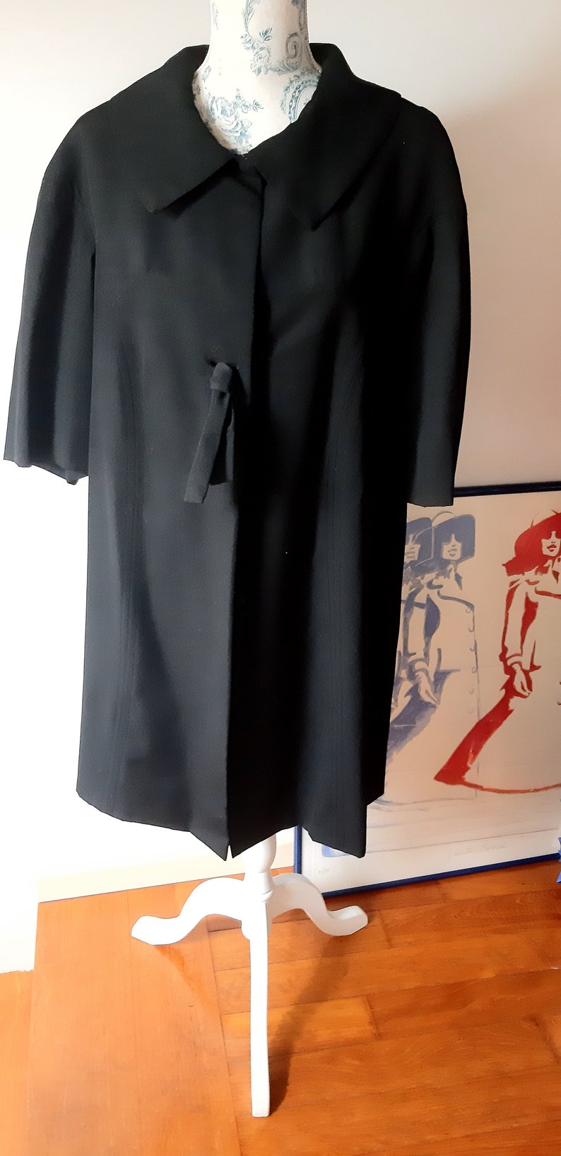 Vintage 60s Wool Opera Coat, Made in Italy, Unique Knot Closing ...