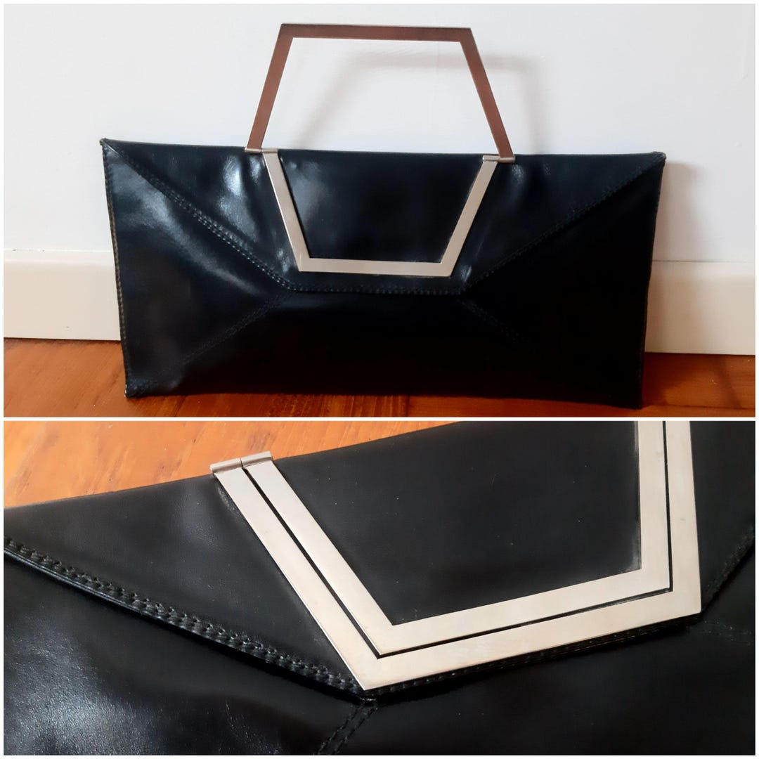 Leather Envelope Bag, Movable Handle Made in Italy 70s Excellent ...