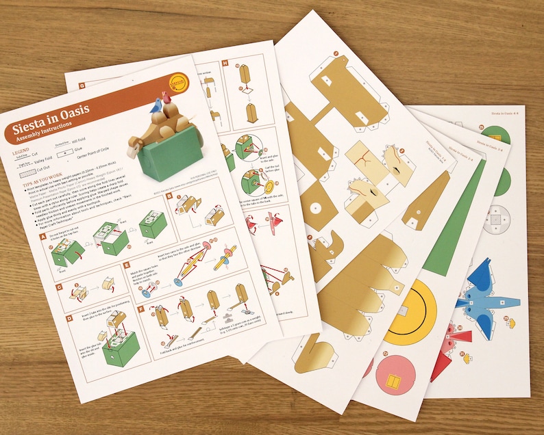 Siesta in Oasis Automata Paper Craft Instant Download - Etsy